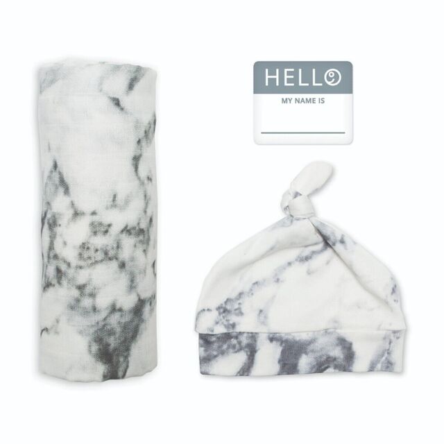 Lulujo Hello World Baby Birth Announcement Swaddle Blanket Gift Set by ...