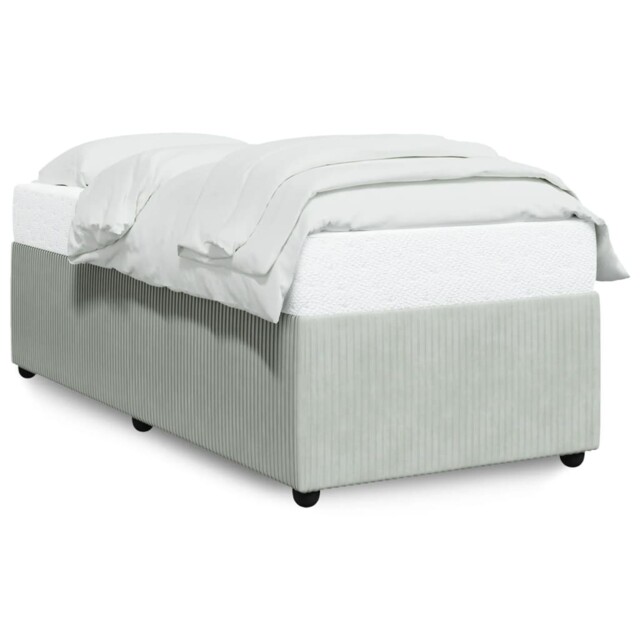 Light Grey Velvet Bed Frame 90x200 Cm, Durable Plywood & Engineered by ...