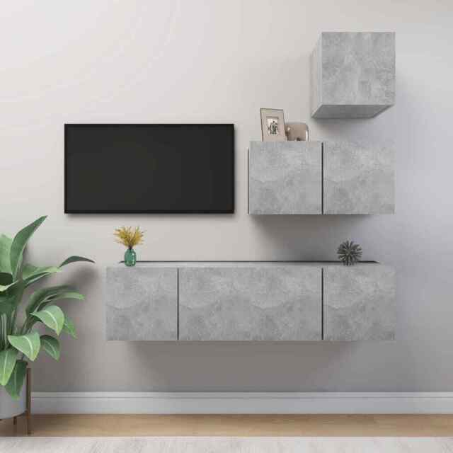 4 Piece Tv Cabinet Set Concrete Grey Engineered Wood Vidaxl by eBay ...