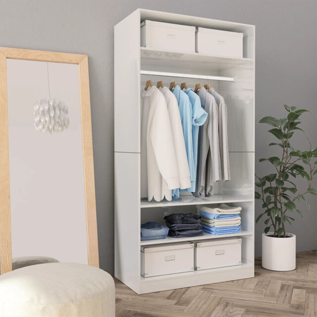 Wardrobe High Gloss White 100x50x200 Cm Engineered Wood by eBay ...