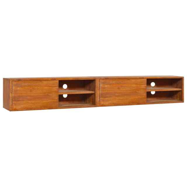 Solid Teak Wood Wall-mounted Tv Cabinet Wooden Media Unit Multi Sizes ...