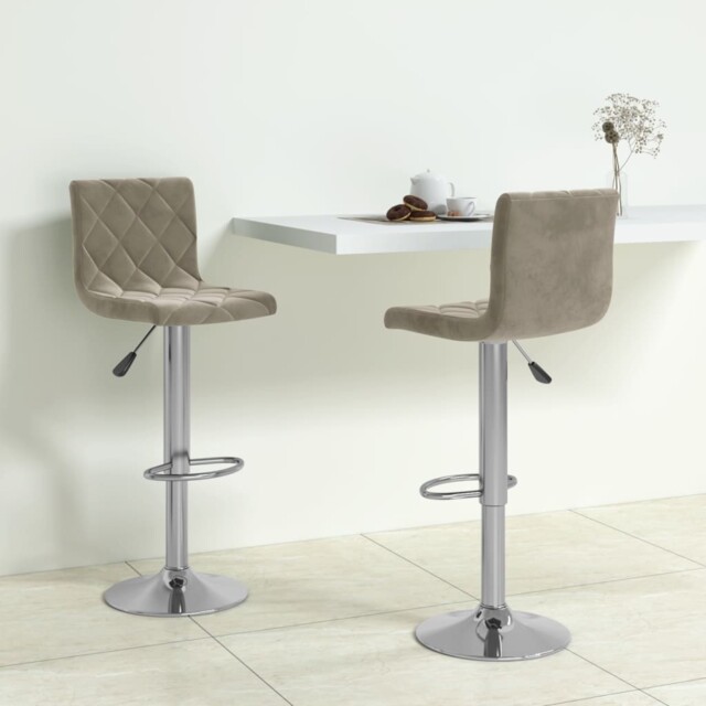 Bar Stools Kitchen Chair Pub Counter Stool 2 Pcs Light Grey Velvet by ...