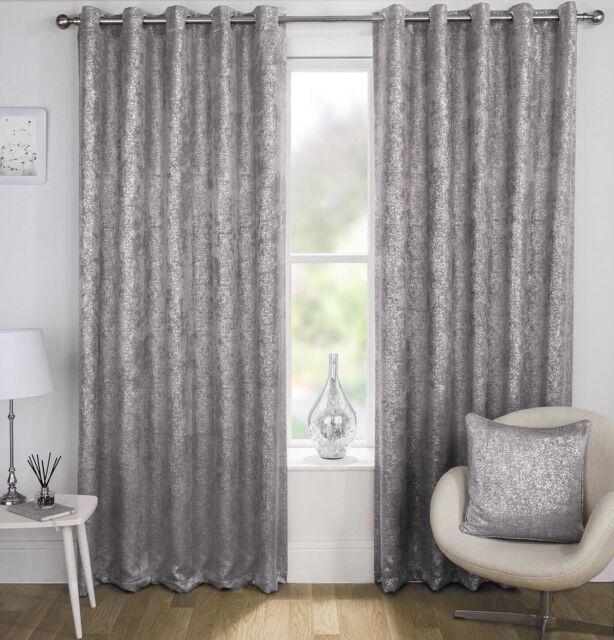 Enhanced Halo Thermal Blackout Ring Top Curtains Metallic Look Grey by ...