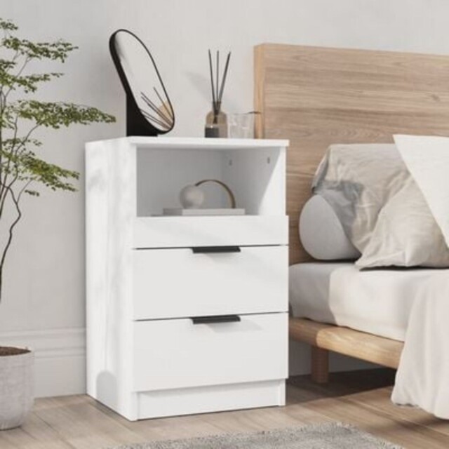 2 Drawer Bedside Cabinet Display Nightstand Side Table Bedroom Storage ...