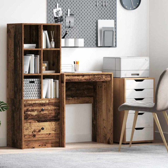Desk Old Wood Engineered Wood 60 X 40 X 76 Cm Compact Writing Table by ...