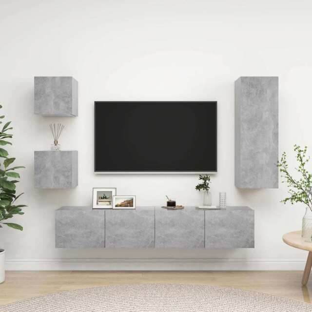 Vidaxl 5 Piece Tv Cabinet Set Concrete Grey Engineered Wood by eBay ...