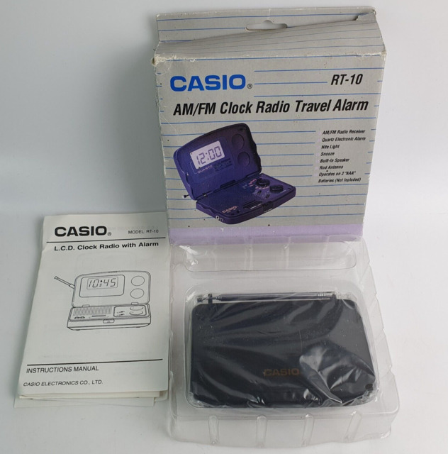 Casio Rt-10 Am/fm Clock Radio Portable Travel Alarm Vintage Retro by ...