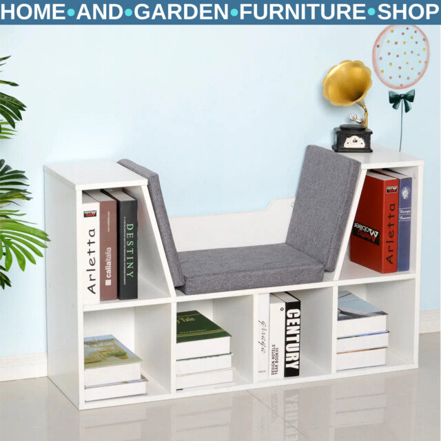 Bookcase Freestanding Padded Cushioned Reading Seat W/ Storage Shelf by ...