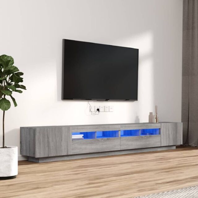 Vidaxl 3 Piece Tv Cabinet Set With Led Lights Grey Sonoma Engineered by ...