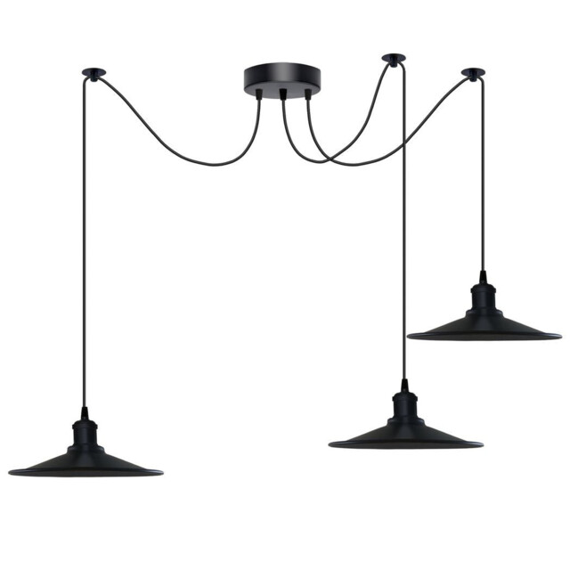 Black Vintage 3 Head Cone Shaped Shade Ceiling Pendant Light Fitting by ...