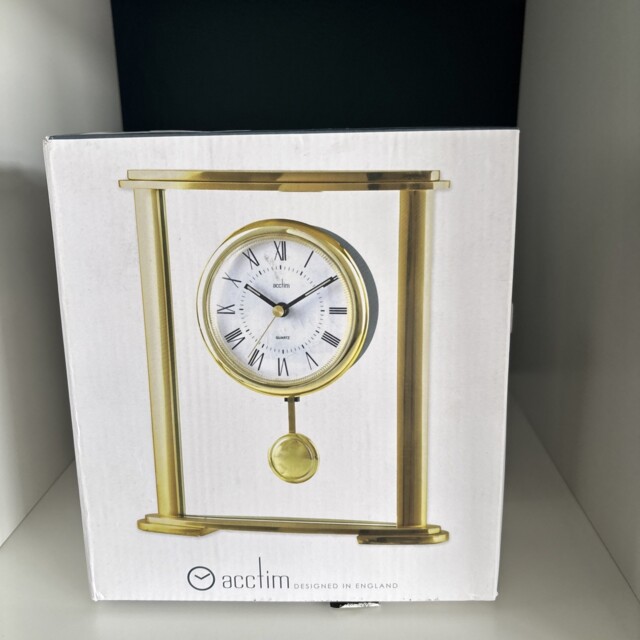 Acctim Welwyn Gold Pendulum Glass Mantel Clock Floating Face-missing by ...
