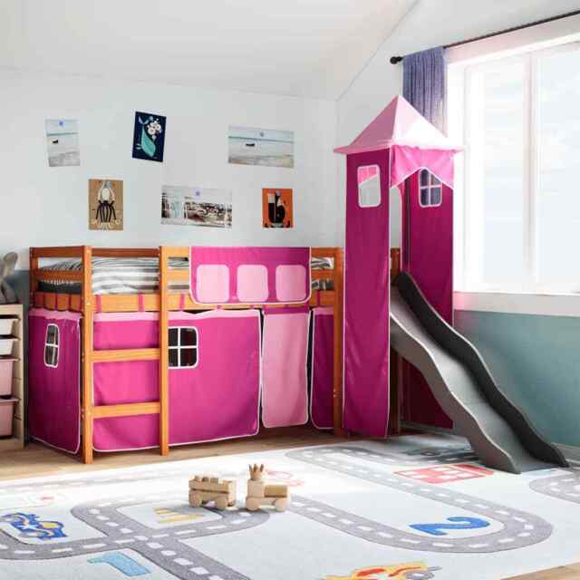 Kids' Loft Bed With Tower Pink 80x200 Cm Solid Wood Pine Vidaxl by eBay ...