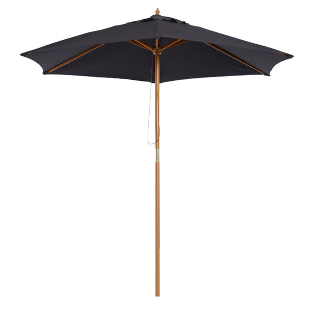 Wood Black 2.5m X 2.3m Garden Parasol Sun Shade Patio Outdoor Wooden by ...