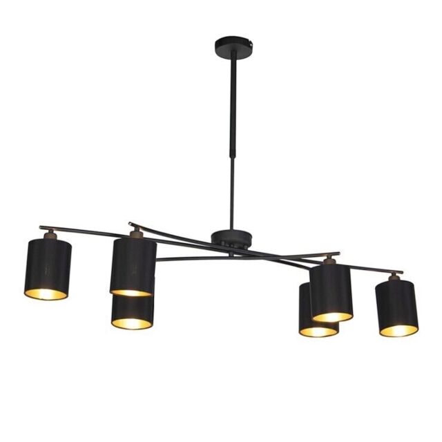 Qazqa Modern Light Hanging Lamp Black Adjustable 6-light Lofty 98306 by ...