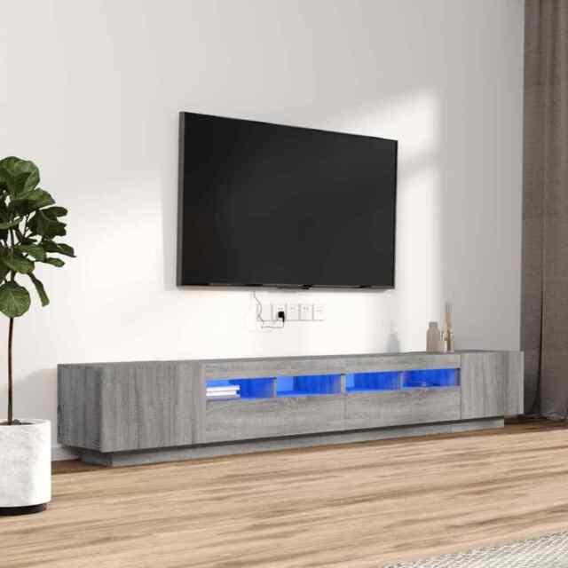 3 Piece Tv Cabinet Set With Led Lights Grey Sonoma Engineered Wood by ...