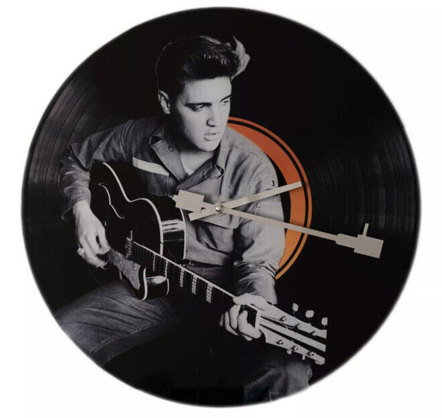 Large Iconic Collection Record Glass Clock - Elvis Presley With Guitar ...