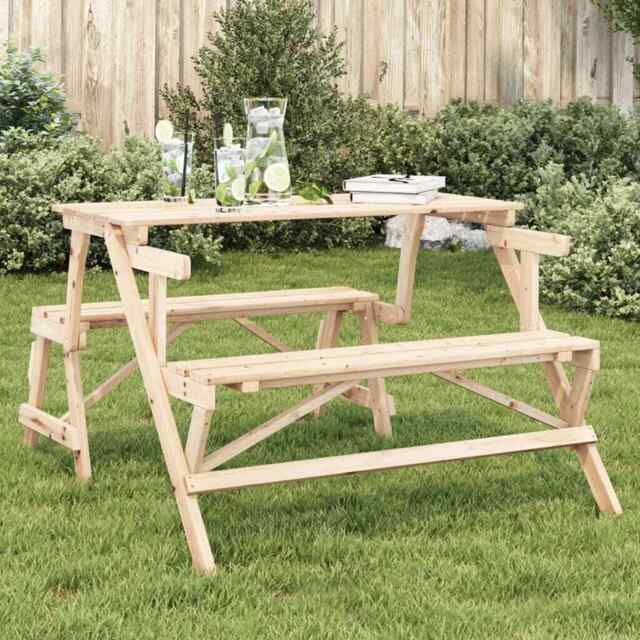 Picnic Table With Benches Play Table Solid Wood Fir 2-in-1 Convertible ...
