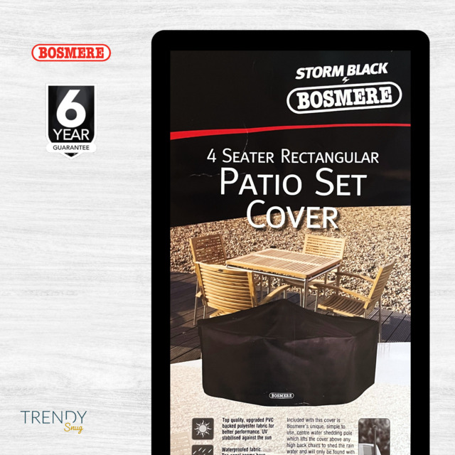 Bosmere Deluxe 4 Seater Rectangular Patio Set Cover - All Weather by ...