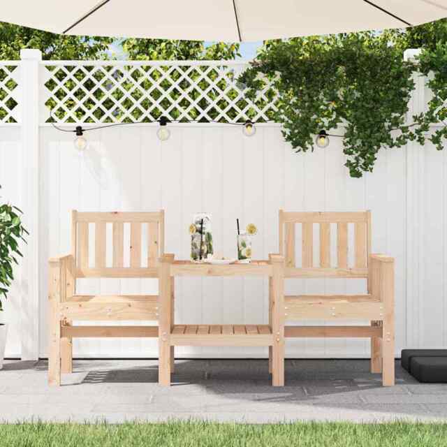 Garden Bench With Table Outdoor 2-seater Bench Chair Solid Wood Pine by ...