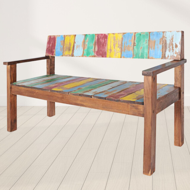 Retro Vintage Wooden Bench Solid Reclaimed Wood Home Indoor Garden by ...