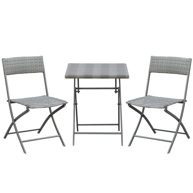 Outsunny 3pc Bistro Set Rattan Furniture Garden Folding Chair Table by ...