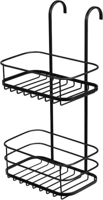 Croydex Black Hook Over Shower Organiser With 2 Shelves, Shower Caddy ...
