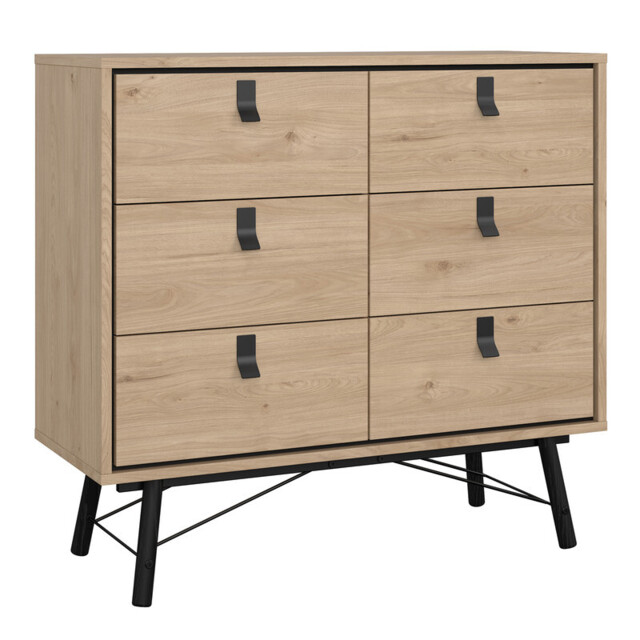 Ry Chest Of Drawers - Small Double 6 Drawer Oak Finish - Fast Uk by ...