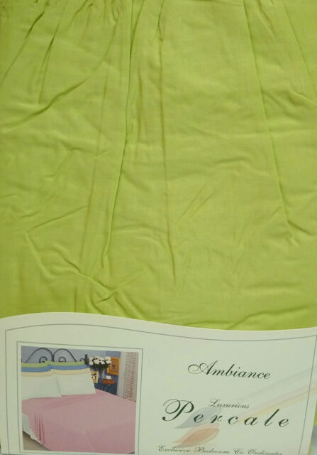 Double Bed Fitted Valance Sheet Lime Green 180 Thread Count Percale by ...