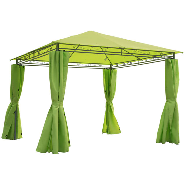 Garden Metal Gazebo Party Tent Canopy Shelter Pavilion Sidewalls-lemon ...