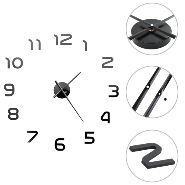 Xxl 3d Wall Clock Black 100 Cm Modern Design Eva Home Decor Easy by ...