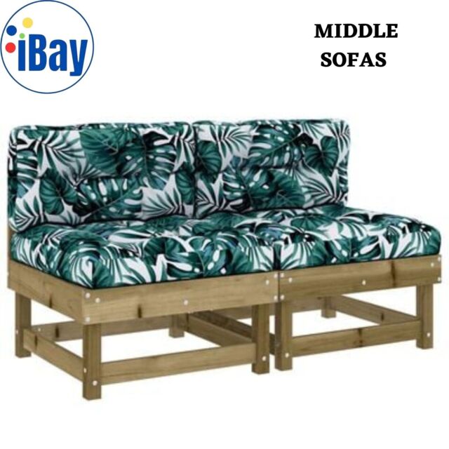 Garden Sofa With Cushions 2 Pcs Wooden Middle Sofas Outdoor Backrest by eBay | ufurnish.com