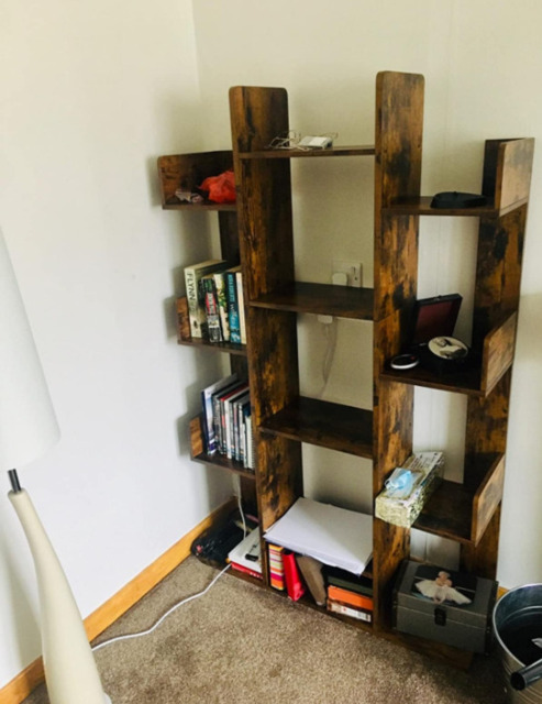 Rustic Tall Bookcase Vintage Industrial Style Display Cabinet Shelf by ...