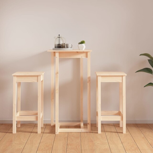 Solid Wood Pine Bar Set 3 Piece Wooden Kitchen Bistro Set Multi by eBay ...