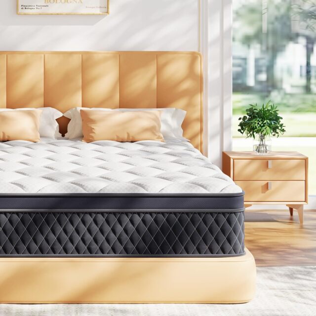 "Double Mattress 10.6"" Memory Foam Pocket Sprung Hybrid, Medium Firm ...