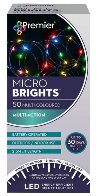 50 Multi Action Multicoloured Micro Bright Christmas Lights - Premier ...