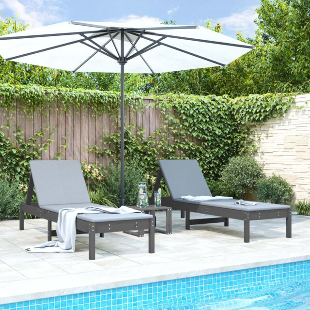 Sun Loungers Sun Bed Outdoor Lounge Bed Garden Day Bed Solid Wood Pine ...