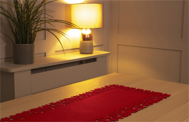 Rectangular Felt Table Runner With Openwork Star And Snowflake Design ...