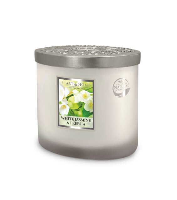 Candle Twin-wick Ellipse 220g White Glass Natural Soy Jasmine & by eBay ...