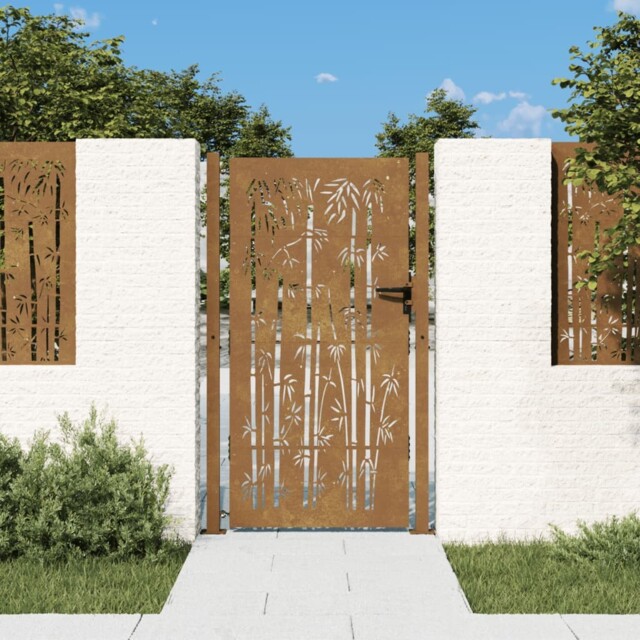 Rusty Corten Steel Garden Gate 105x205 Cm With Laser-cut Design, by ...