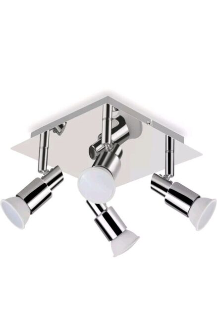 Polesti Modern Square 4 Way Gu10 Led Ceiling Light Fitting, Silver by ...