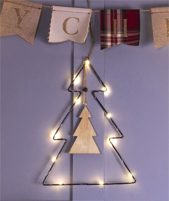 Christmas Tree Led Decoration Light Up Frame Wall Silhouette Wooden by ...