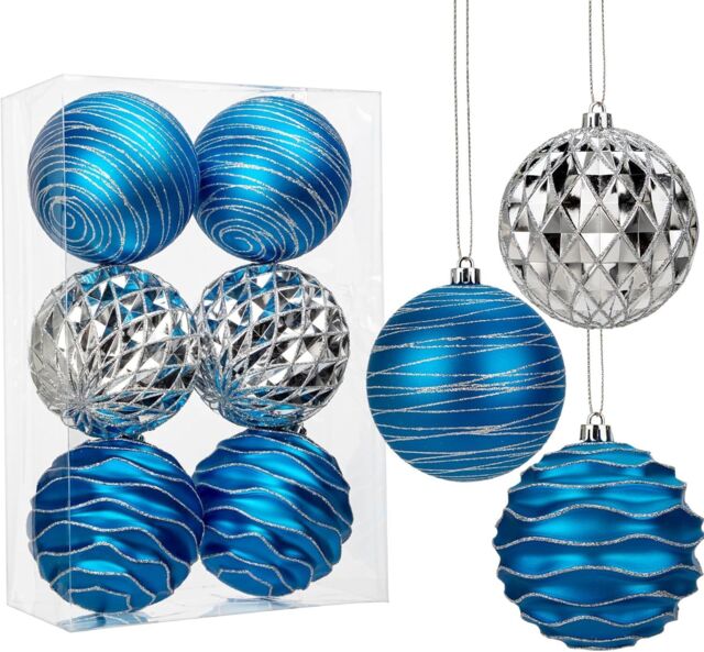 Hollyone 10cm Large Christmas Baubles, 6pcs Red & White Baubles For by ...