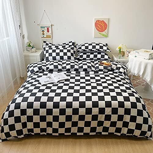 Lunoroey Checkered Duvet Cover Set Double Size Black And White by eBay ...