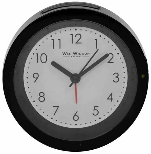 Widdop Black Round Light Up Slient Sweep Quartz Movement Bedside Alarm ...