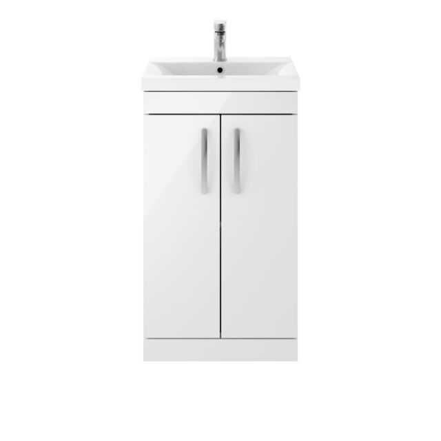 Nuie Athena Gloss White 500mm 2 Door Vanity Unit With 50mm Profile by ...