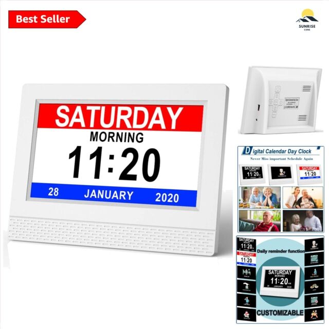 Large Digital Day Calendar Clock, Dementia Clock With Day And Date For ...