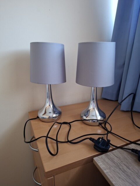Minisun 22272 Modern Chrome Teardrop Touch Table Lamps - Grey 2 Pack by ...