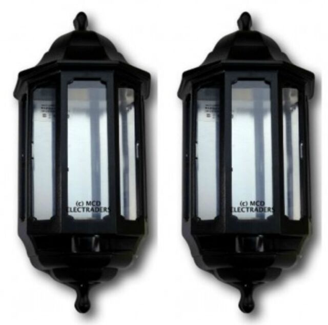 2 X Asd Hl/bk060 Half Lantern Wall Light Fitting - Black (fin865) by ...