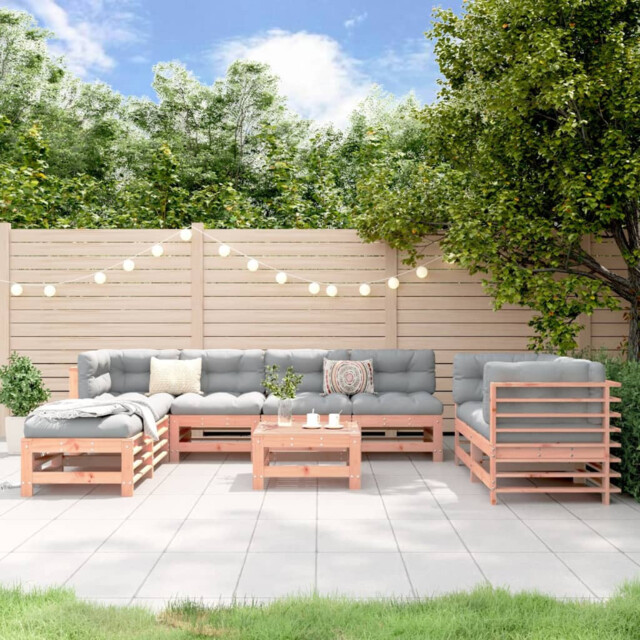 Garden Lounge Set Outdoor Modular Sofa Set 9 Piece Solid Wood Pine by ...