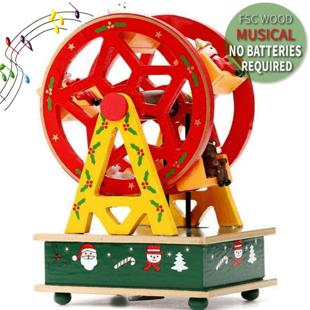 Wooden Ferris Wheel Music Box Mechanical Wind Tune System Big Wheel by ...
